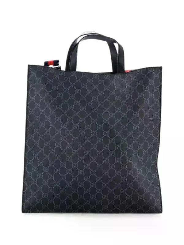 Gucci Convertible Soft Open Gg Coated Canvas Tall Tote Bag - Black
