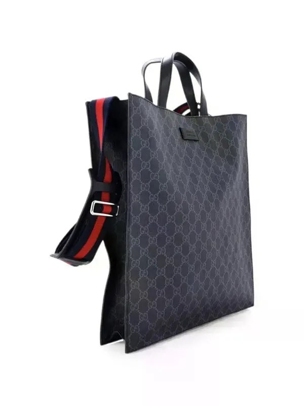 Gucci Convertible Soft Open Gg Coated Canvas Tall Tote Bag - Black