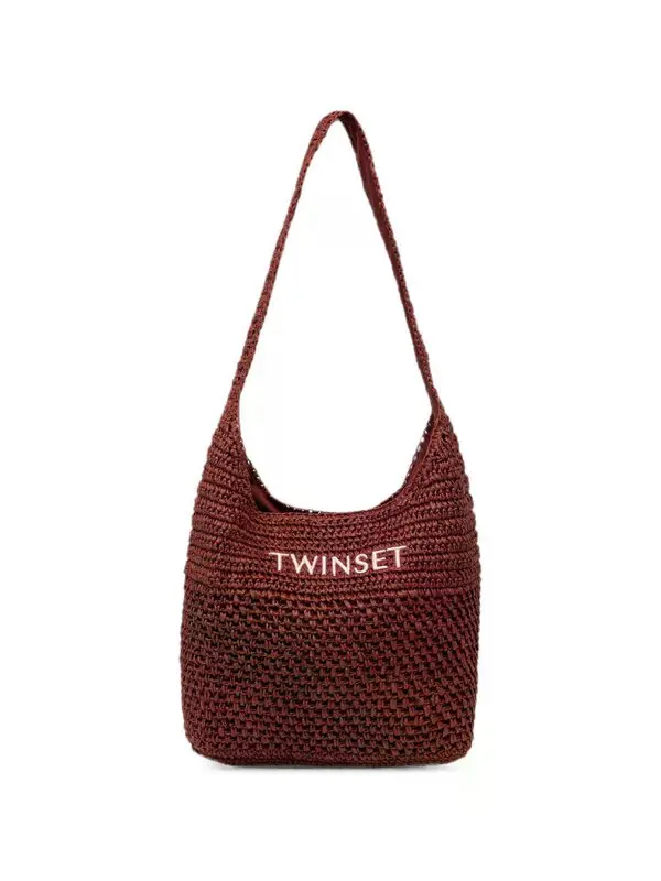 TWINSET Logo-embroidered Woven Shoulder Bag