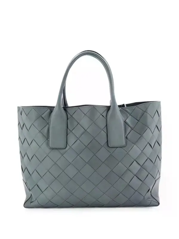 Bottega Veneta Open Maxi Intrecciato Leather Tote Bag - Grey
