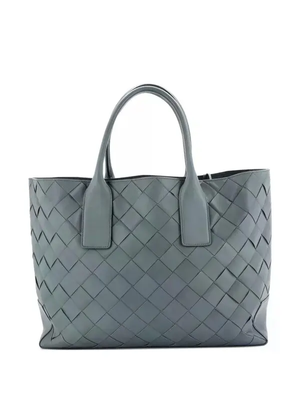 Bottega Veneta Open Maxi Intrecciato Leather Tote Bag - Grey