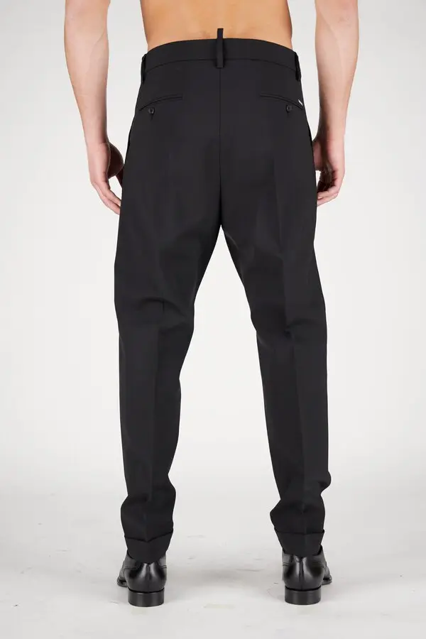Dsquared2 One Pleat L.a. Trousers In Worsted Stretch Wool