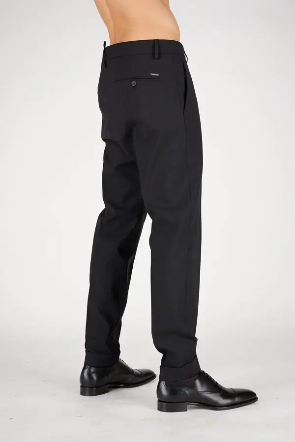Dsquared2 One Pleat L.a. Trousers In Worsted Stretch Wool