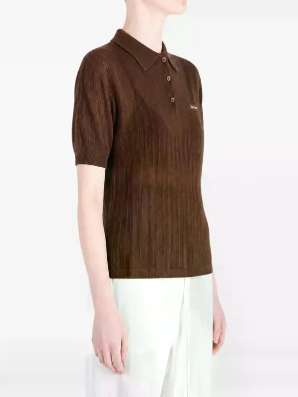 Miu Miu Pointelle-knit Polo Shirt