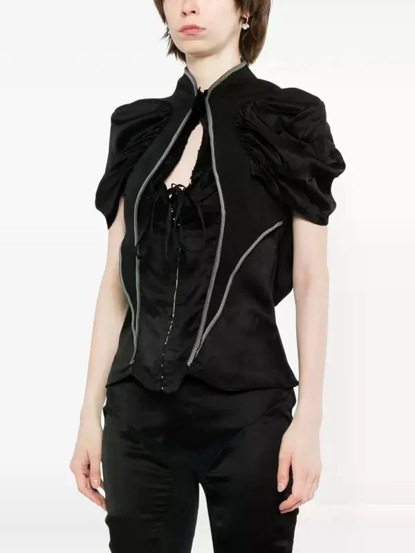 Ottolinger Contrast-trim Gathered-sleeve Top
