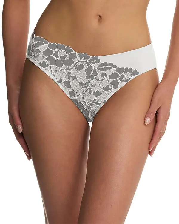 Natori Peony Lace Trim Bikini - White/ Black