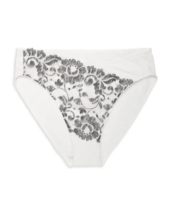 Natori Peony Lace Trim Bikini - White/ Black