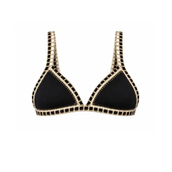 IVY SWIMWEAR Sophia Velvet Triangle Bikini Top - Black