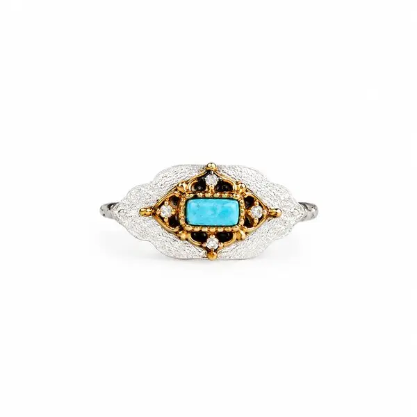 ORMIRO Dakini Turquoise & Sterling Ring - Silver