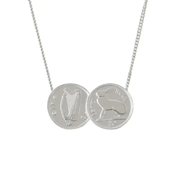 KATIE MULLALLY 3d Double Irish Coin Necklace - Silver