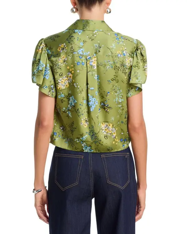 Cinq À Sept Windswept Floral Flutter Sleeve Marianna Top