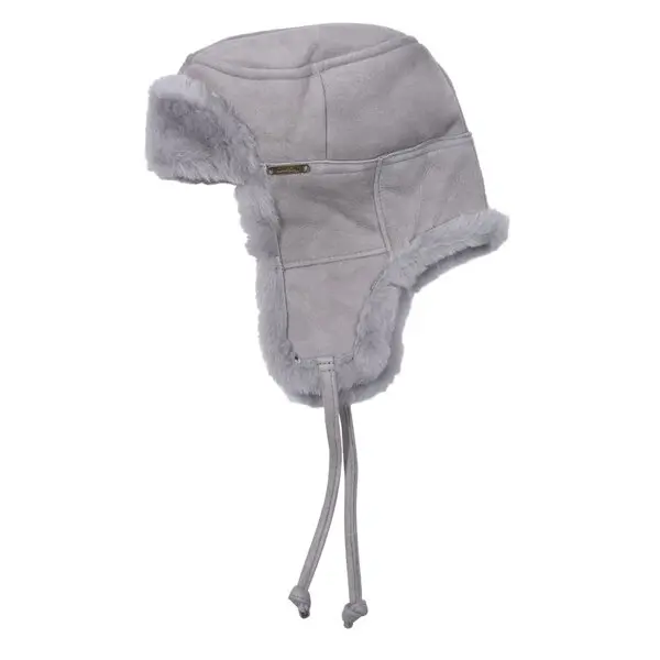 OWEN BARRY Sheepskin Trapper Hat - Grey