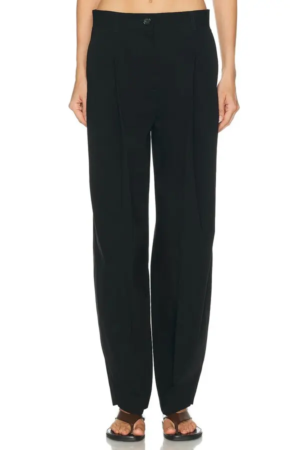 TOTEME Single Pleat Cotton Trouser - Black