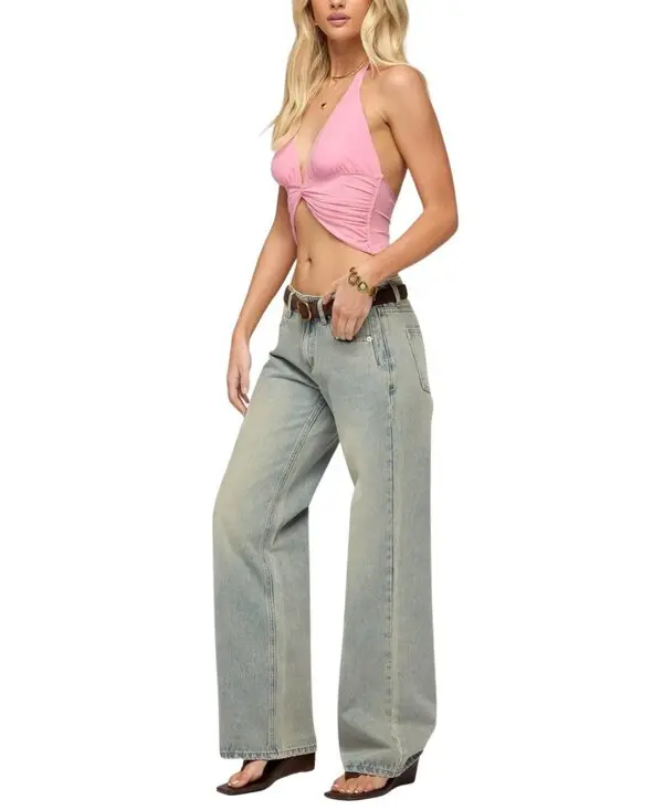 EDIKTED Alani Twisted Cropped Halter Top