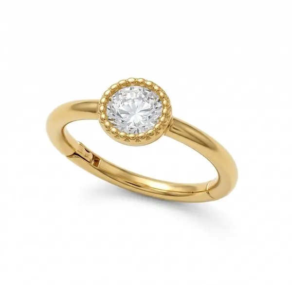ZAHAV JEWELRY 14k Solid Gold 18g 8mm Cz Clicker Cartilage Hoop - White