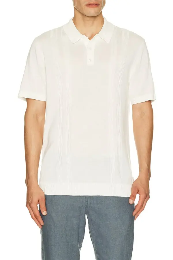Onia Silk Ribbed Knit Polo Shirt - Ivory