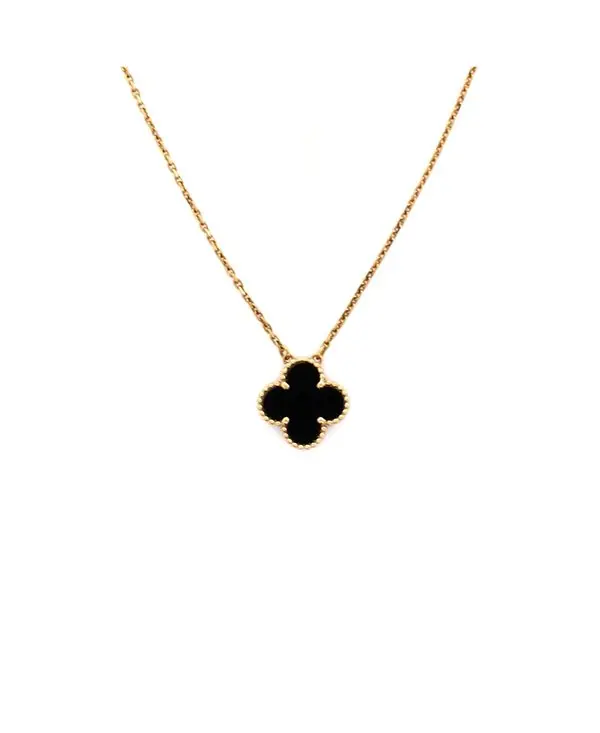 VAN CLEEF & ARPELS Vintage Alhambra Pendant Necklace 18k And Onyx, 16 - Gold