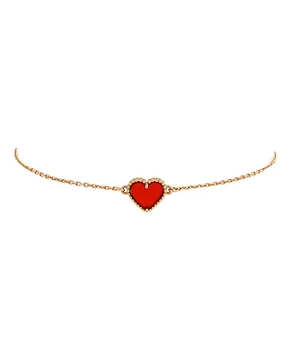 VAN CLEEF & ARPELS Sweet Alhambra Heart Bracelet, 18k Rose Gold With Carnelian - Pink