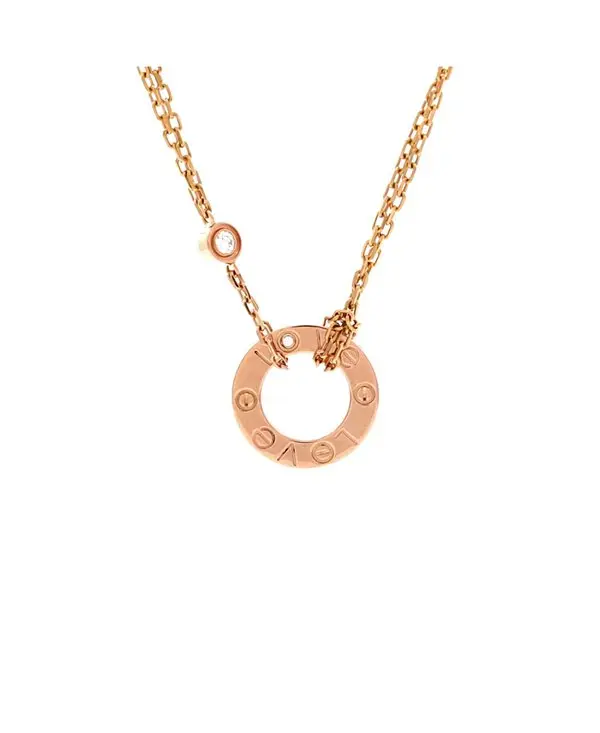 CARTIER 2 Diamonds Love Pendant Necklace 18k Rose Gold And Diamonds, 17.75 - Pink