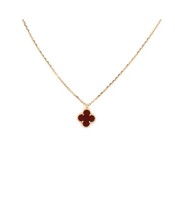 VAN CLEEF & ARPELS Sweet Alhambra Pendant Necklace 18k Rose Gold And Carnelian, 15.75 - Pink
