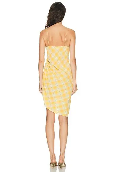 Ronny Kobo Alaina Plaid Midi Dress - Yellow Multi