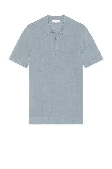 Onia Silk Ribbed Knit Polo Shirt - Lagoon