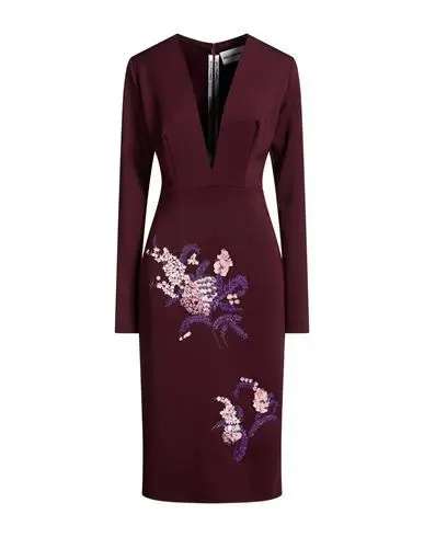 DES_PHEMMES Midi Dress Burgundy Size Polyester, Elastane