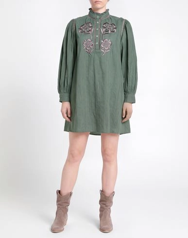 Antik Batik Cotton Mini Dress With Embroidery And Lace Trims