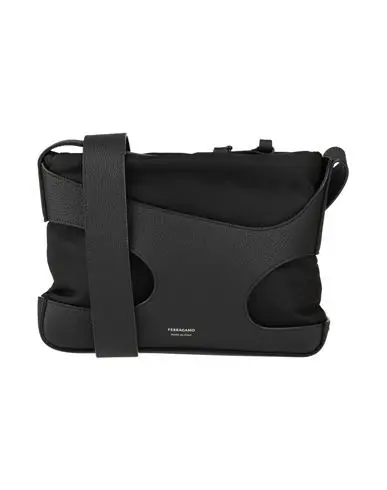 FERRAGAMO Cross-body Bag Calfskin, Polyamide, Acrylic, Polyurethane - Black