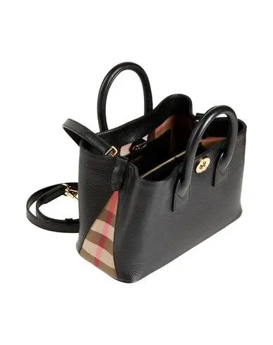 Burberry Calfskin And Cotton Tote - Black