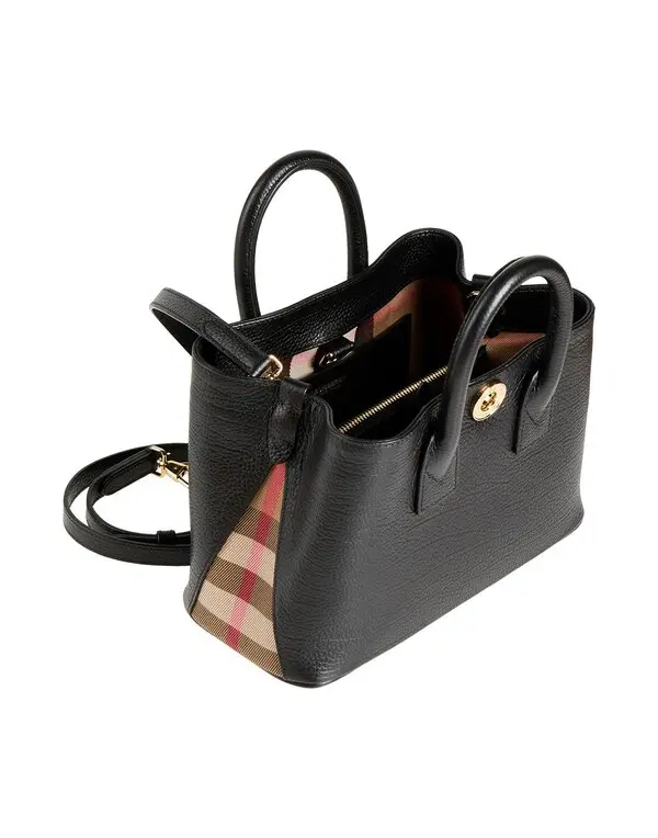 Burberry Calfskin And Cotton Tote - Black