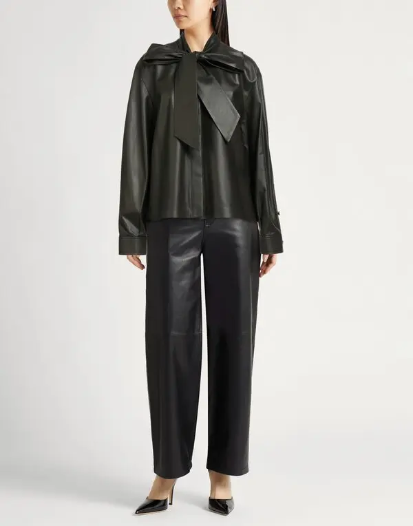 Fabiana Filippi Leather Shirt With Bow Detail