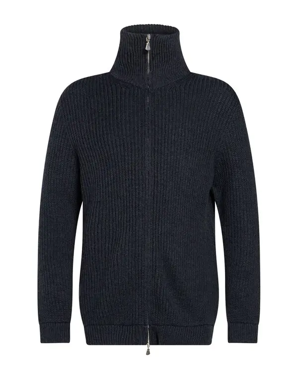 Alpha Studio Merino Wool Zip-up Cardigan - Grey