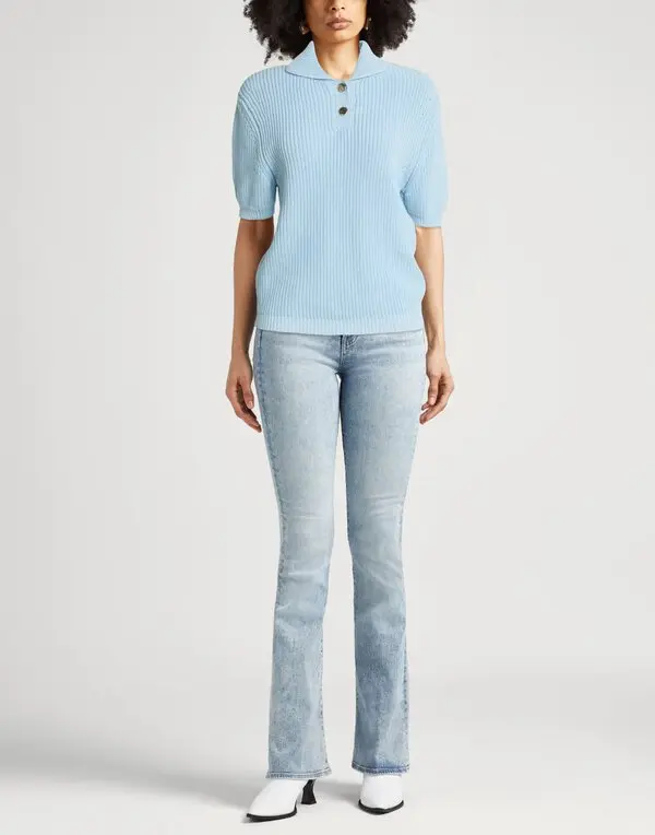 MSGM Cotton Cable-knit Polo Sweater - Sky Blue