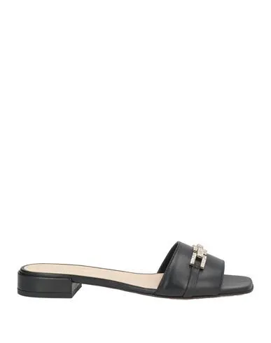 BALDININI Leather Embellished Slide Sandals - Black
