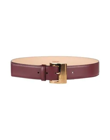 Versace Burgundy Calfskin Belt With Gold Tone Buckle - Red