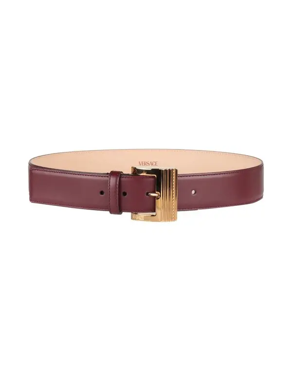Versace Calfskin Belt With Gold Tone Buckle