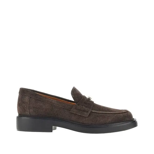 TOD'S Suede Leather Loafers With Gold-tone Logo Detail