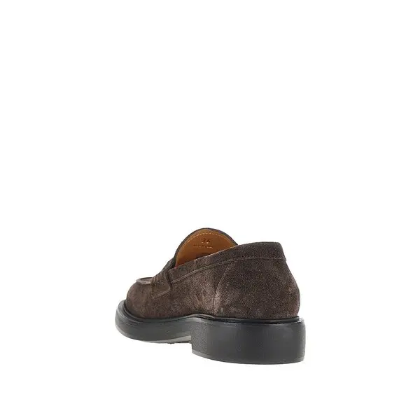 TOD'S Suede Leather Loafers With Gold-tone Logo Detail