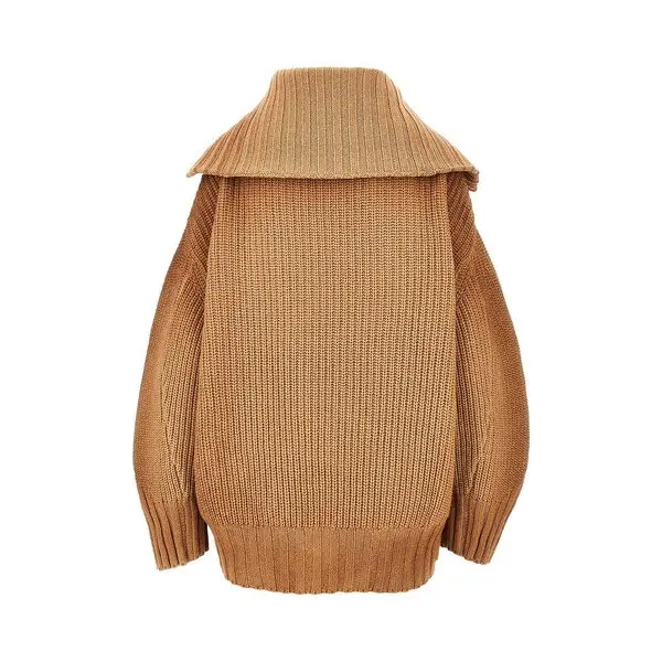Attico Wool And Cashmere Sweater With Slanted Zip