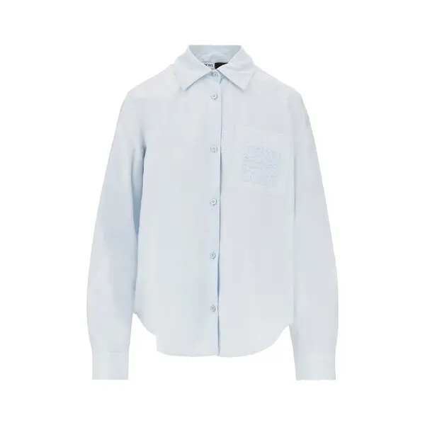 Loewe Anagram Embroidered Cotton-blend Shirt - Blue