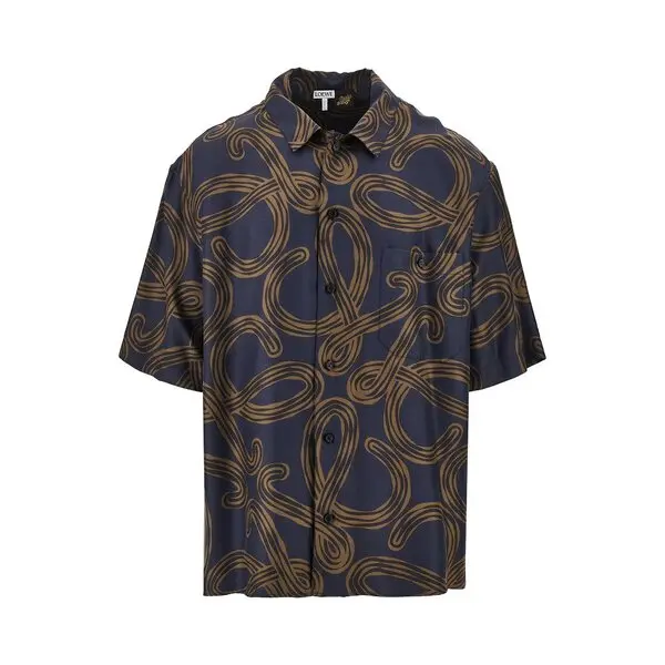 Loewe Anagram Print Silk Shirt - Blue