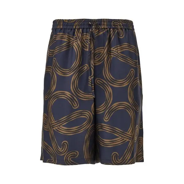 Loewe Anagram Print Silk Twill Shorts - Blue