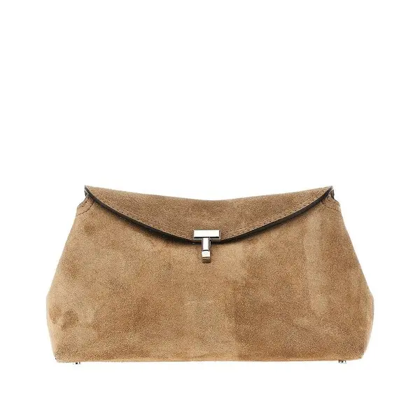 TOTEME Suede Leather 't-lock' Clutch - Beige