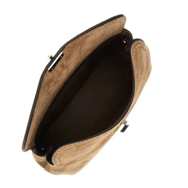 TOTEME Suede Leather T-lock Clutch - Beige