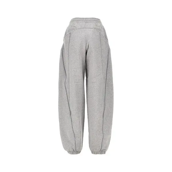 Attico Mélange Cotton Jogging Pants With Wide Leg And Zippered Pockets