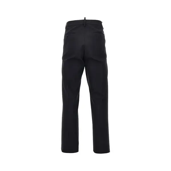 Dsquared2 Stretch Wool Tailored Straight Leg Pants - Black