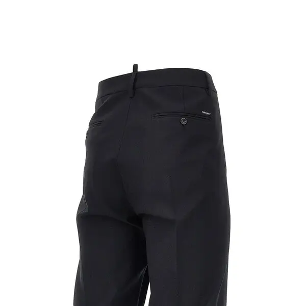Dsquared2 Stretch Wool Tailored Straight Leg Pants - Black