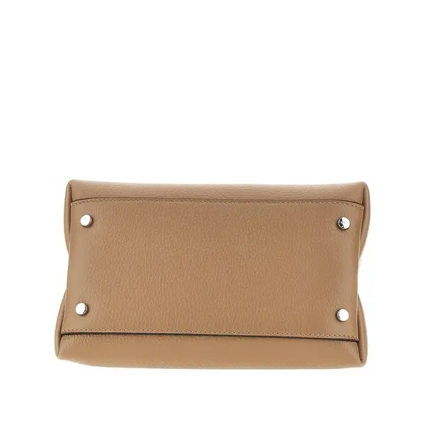TOD'S Grained Leather Micro Shopping Bag With T Timeless Charm - Brown
