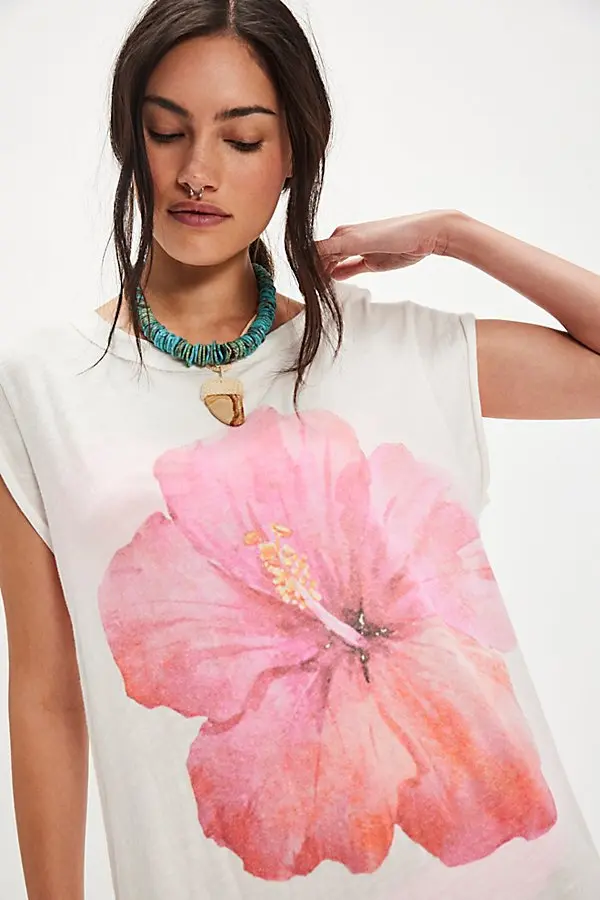 RAGABOND Sleeveless Maxi T-shirt With Floral Graphic